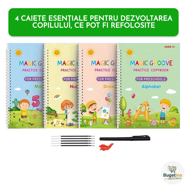 Set 4 caiete educative pentru copii cu cerneală magică – Bugetino